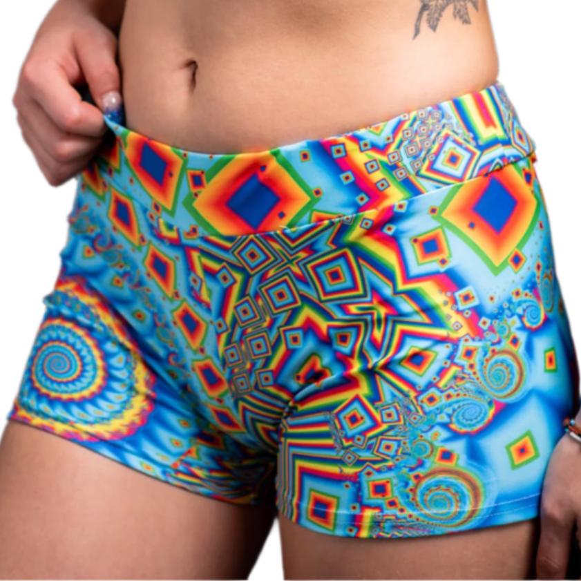Third Eye Vortex Booty Shorts - Colorimetry Lights
