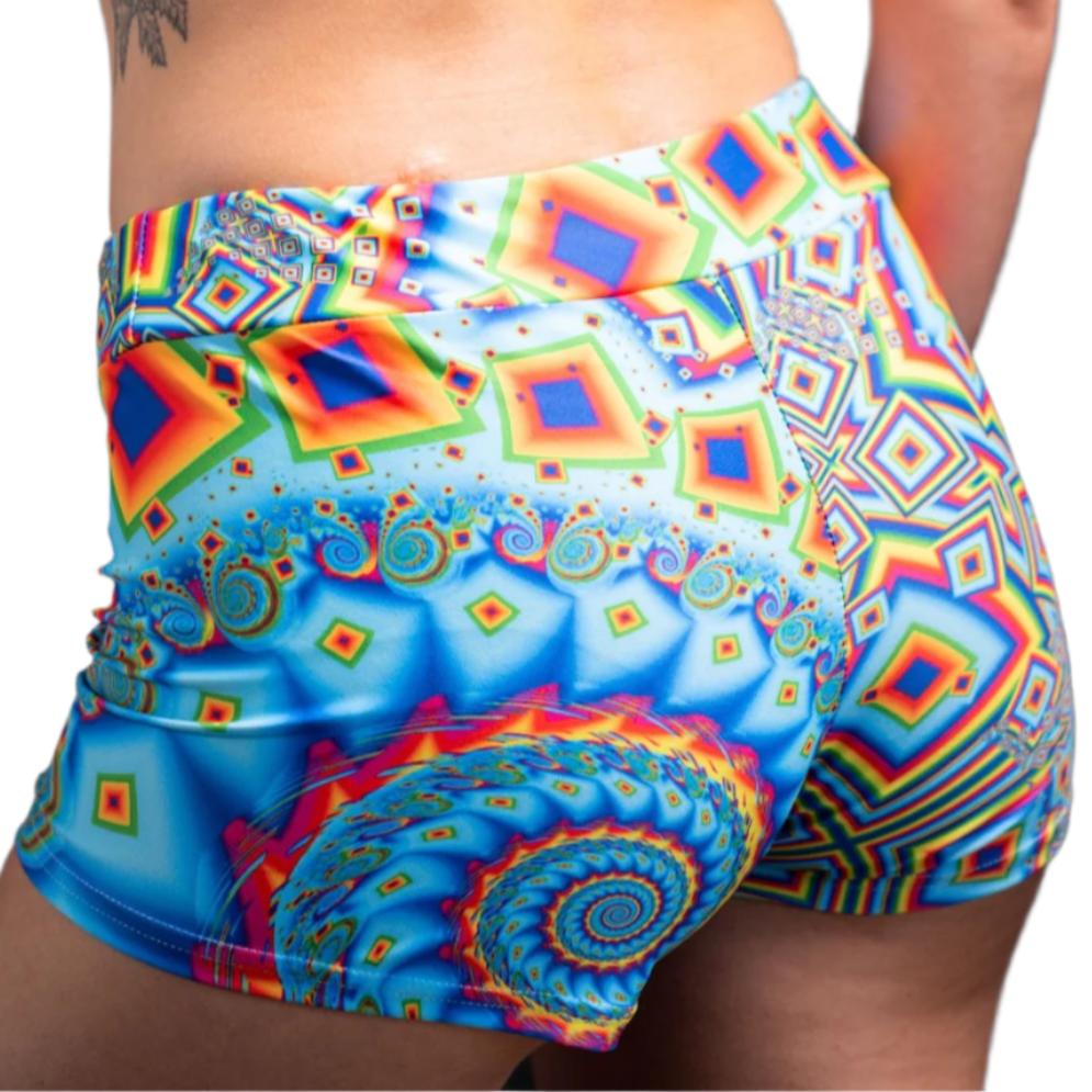 Third Eye Vortex Booty Shorts - Colorimetry Lights